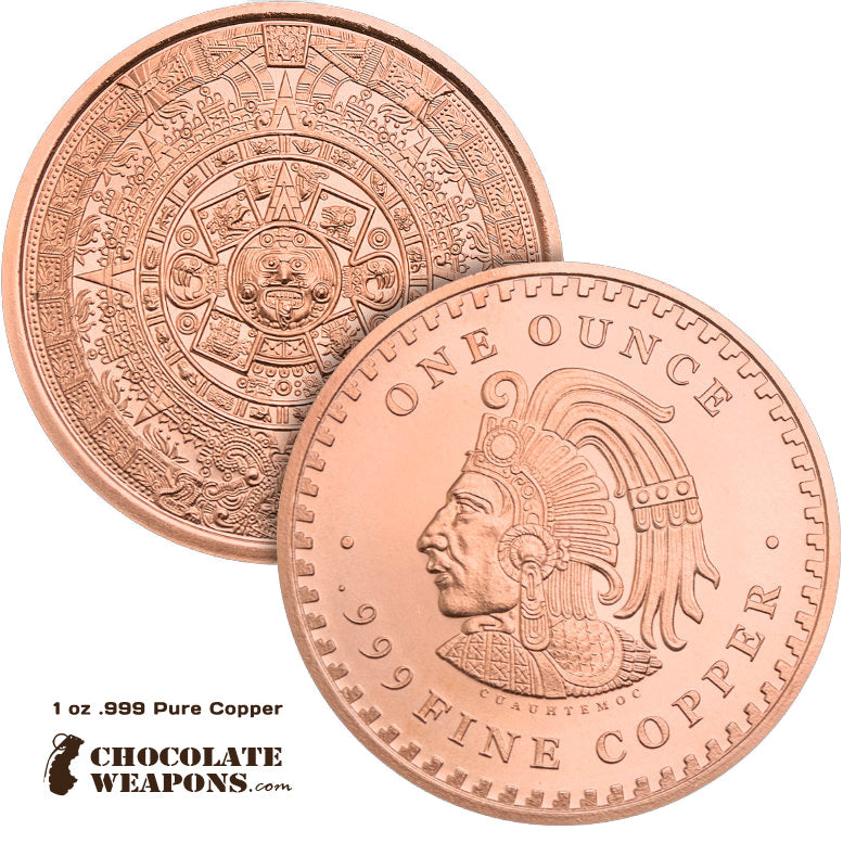 Aztec Calendar Solid 1 oz .999 Pure Copper Round Coin – ChocolateWeapons