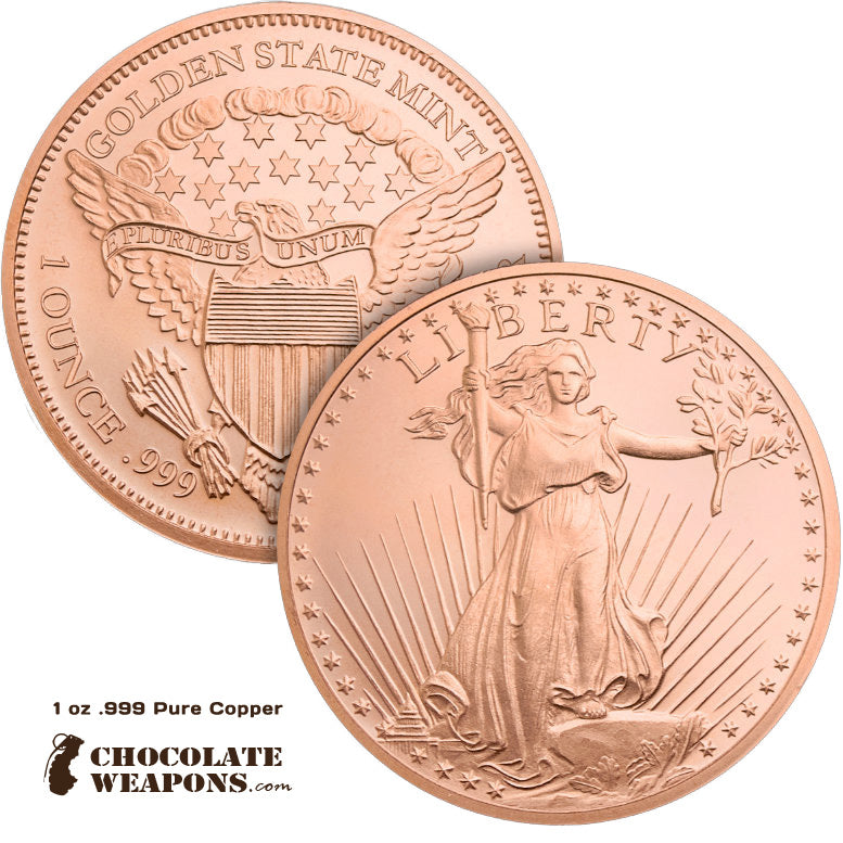 Saint Gaudens Solid 1 oz .999 Pure Copper Round Coin – ChocolateWeapons